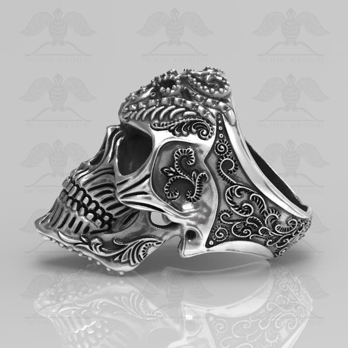 Skull Biker Ring in .925 Sterling Silver Custommade Handmade made to ...
