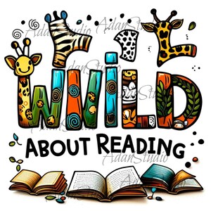 Wild About Reading Png, Book Lover Sublimation Design File, Librarian ...