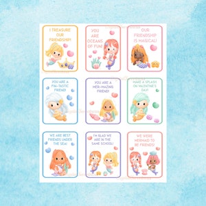 Mermaid Pun Valentines Bright Colors Printable Punny Valentines for ...