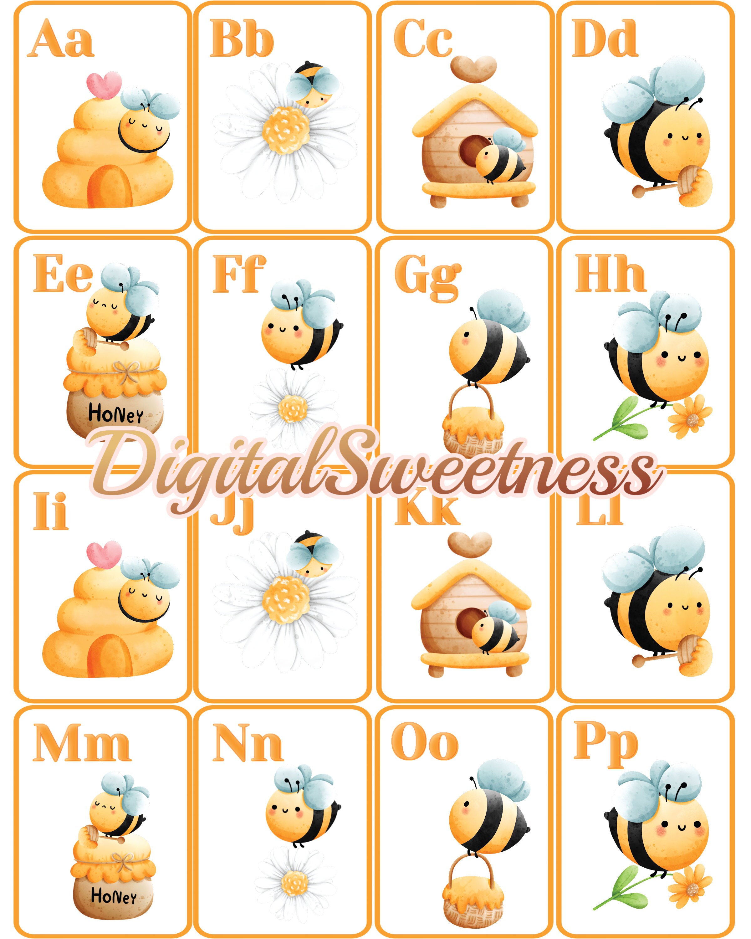Bee ABC Flash Cards: Preschool Learning (printable PDF) - Etsy