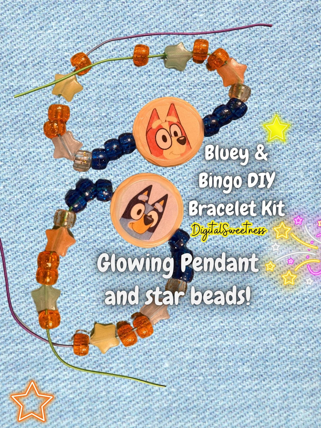 Bluey and Bingo Glow in the Dark Bracelet Kit | DIY | Kids Craft ...