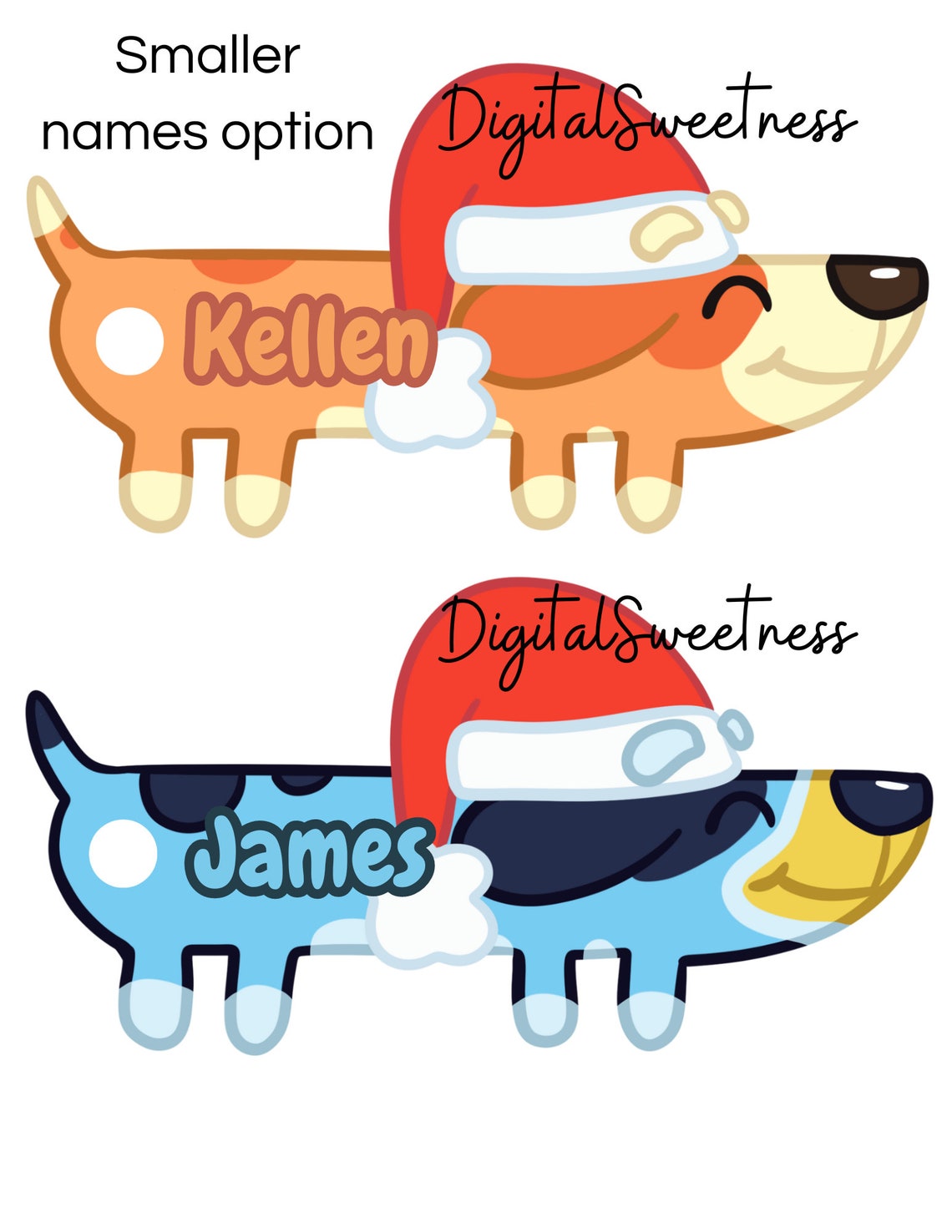 Personalized Santa Bluey and Bingo Longdog Christmas Gift Tags ...