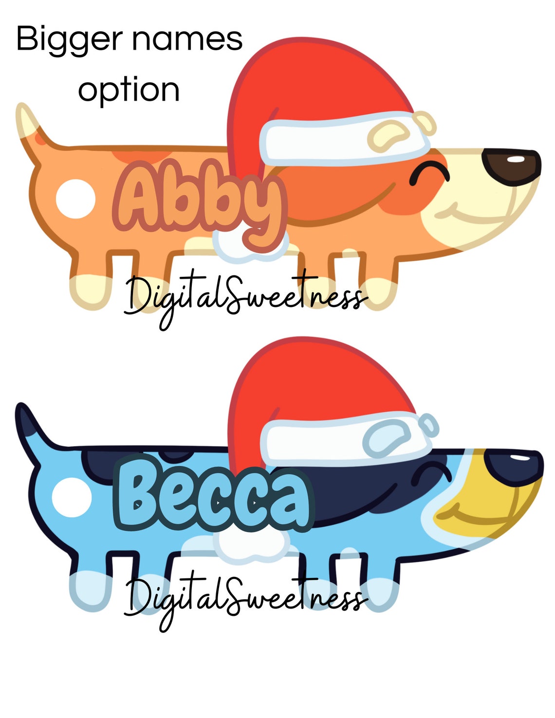 Personalized Santa Bluey and Bingo Longdog Christmas Gift Tags ...