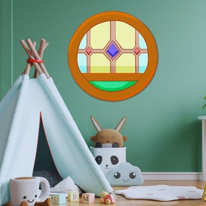 Hand Drawn Stained Glass Bluey Inspired Bedroom Art | Cartoon Stained ...