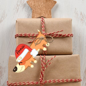 Handdrawn Santa Bluey and Bingo Longdog Christmas Present Tags | Bluey ...