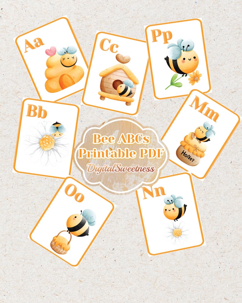 Bee ABC Flash Cards: Preschool Learning (printable PDF) - Etsy