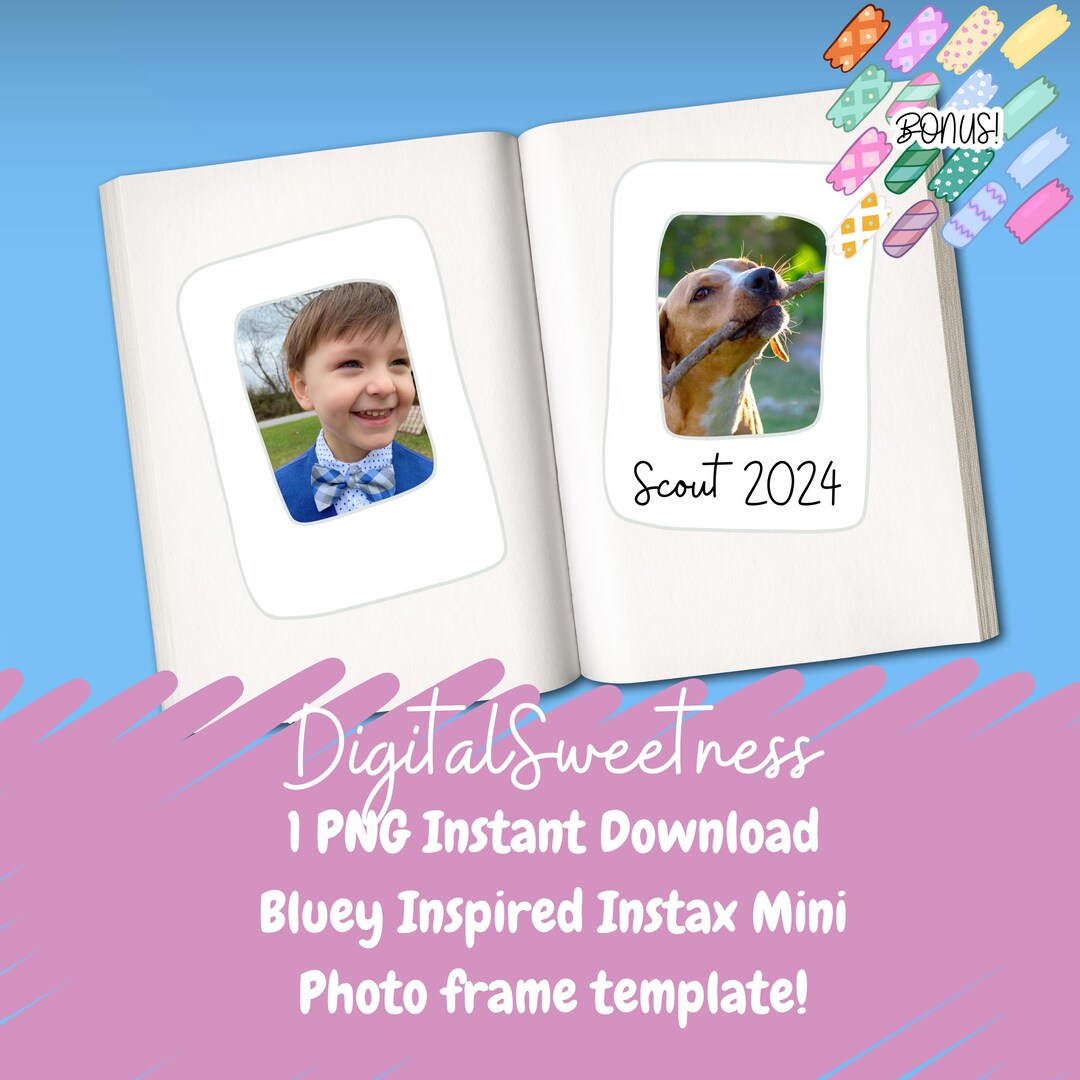 Bluey Inspired Instax Mini Photo Frame: Bob Bilby Scrapbook (PNG ...