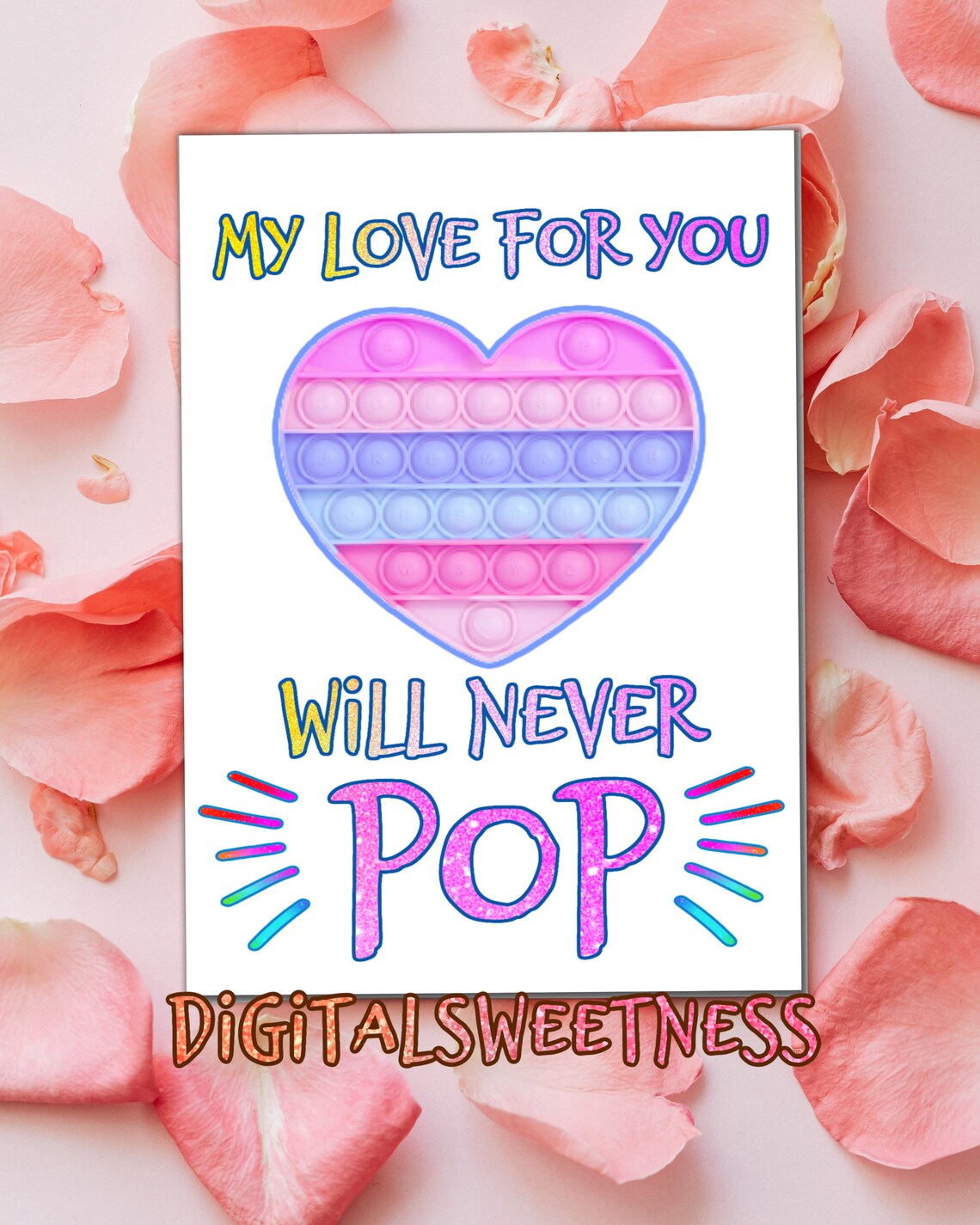 Pop It Fidget Valentine's Day Cards Printable 5x7 Digital Files Blank ...