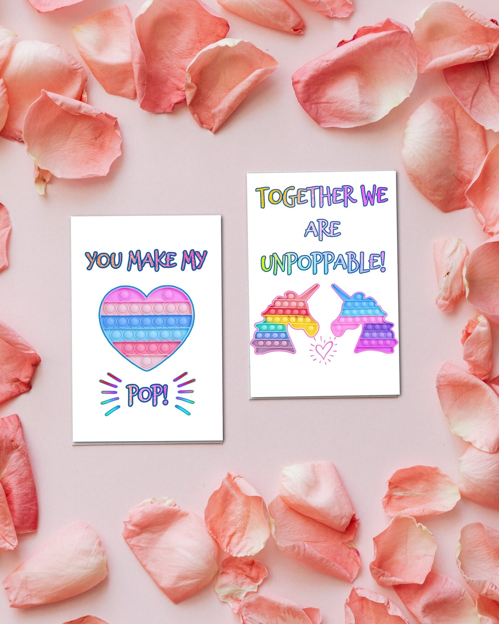 Pop It Fidget Valentine's Day Cards Printable 5x7 Digital Files Blank ...