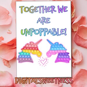 Pop It Fidget Valentine's Day Cards Printable 5x7 Digital Files Blank ...