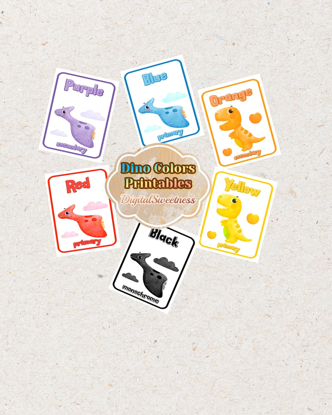 Dino Primary and Secondary Colors Printable Files | Instant Download ...