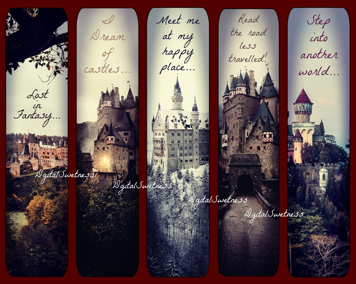 Castle Fantasy DIY Bookmarks Template Digital Download Printable File ...