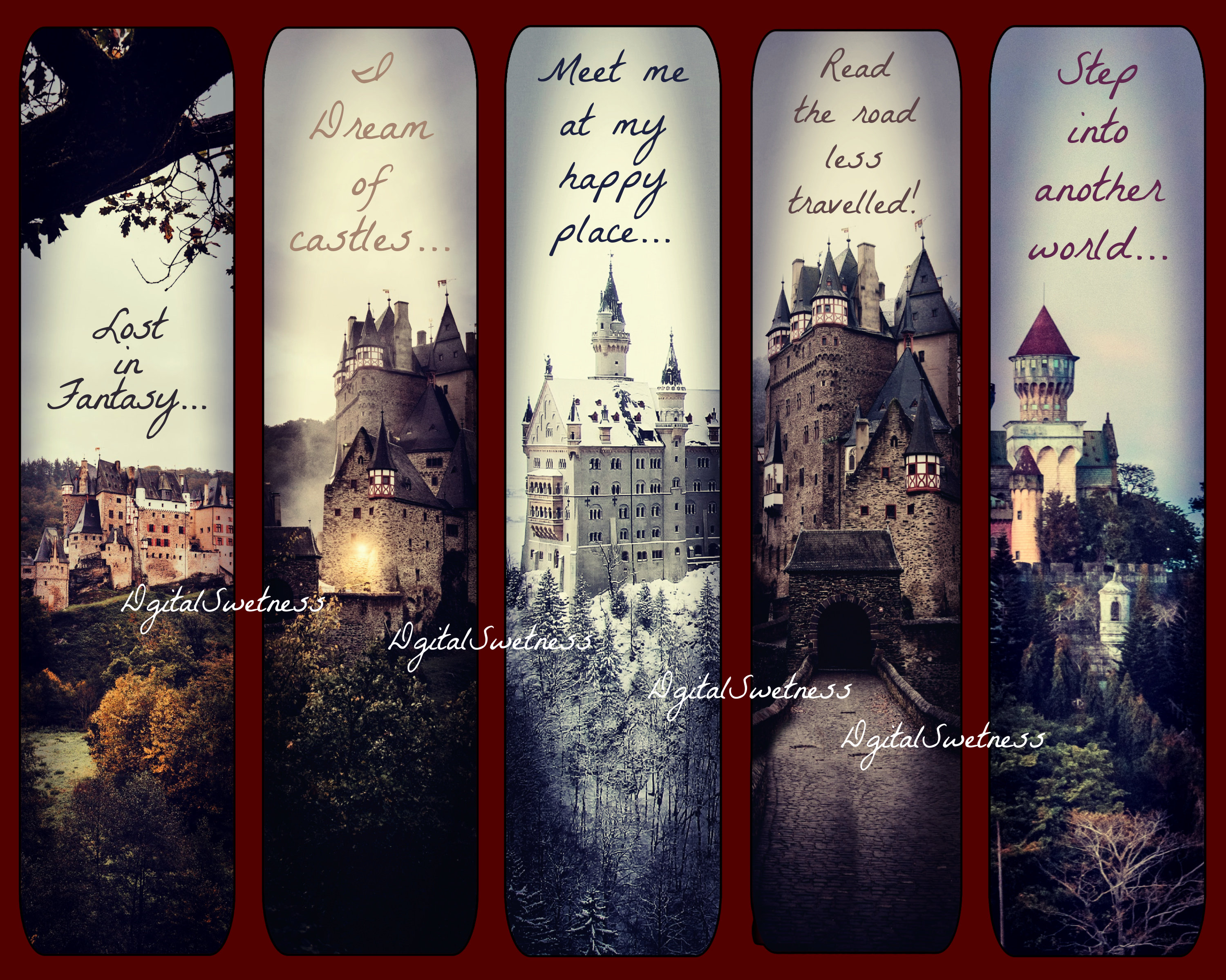 Castle Fantasy DIY Bookmarks Template Digital Download Printable File ...