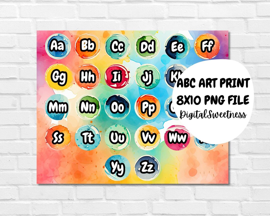 ABC Art Print - Paint Themed - 8x10 PNG File - Instant Download - Etsy
