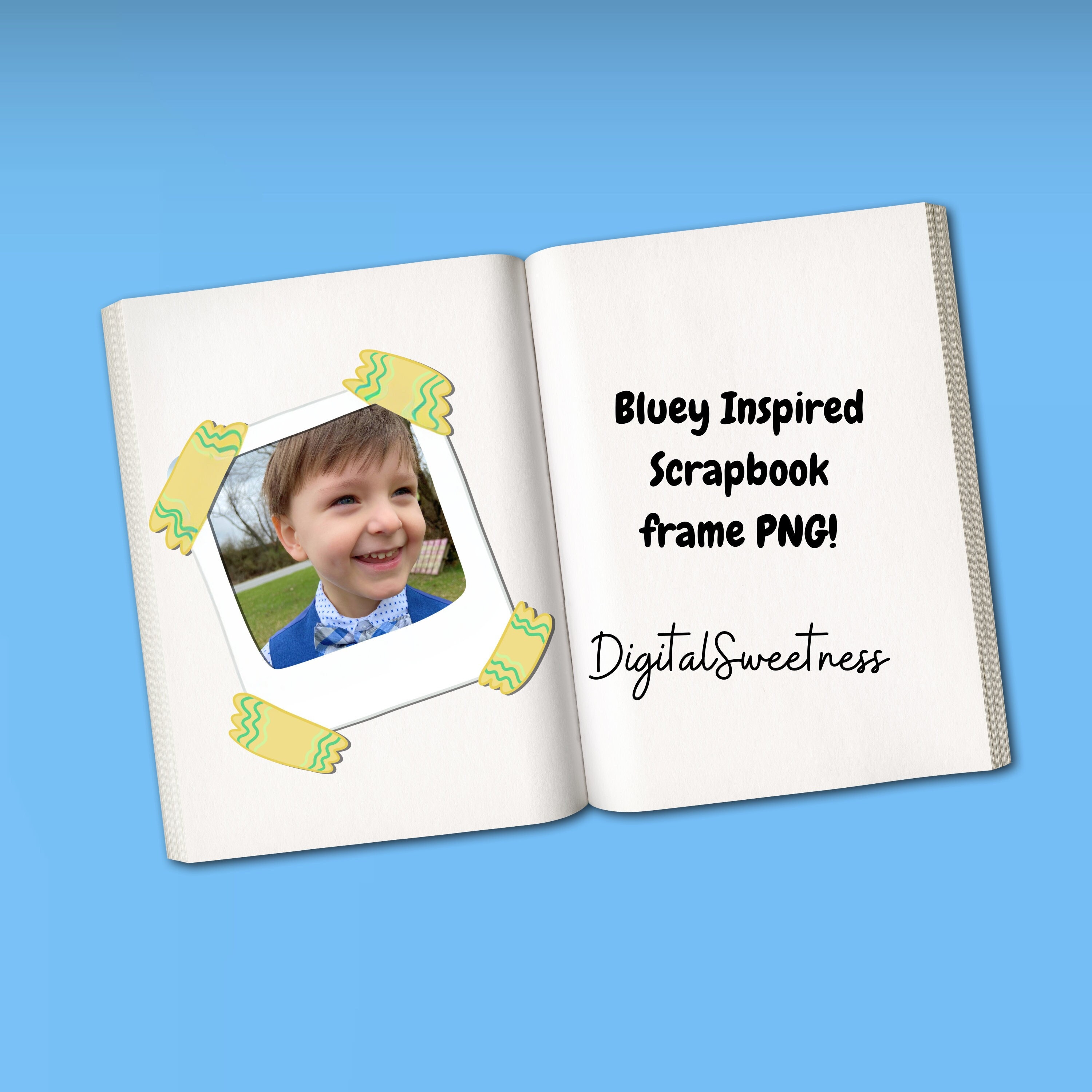 Bluey Inspired Bob Bilby Style Scrapbook Frame | Green Photo Frame Clip ...