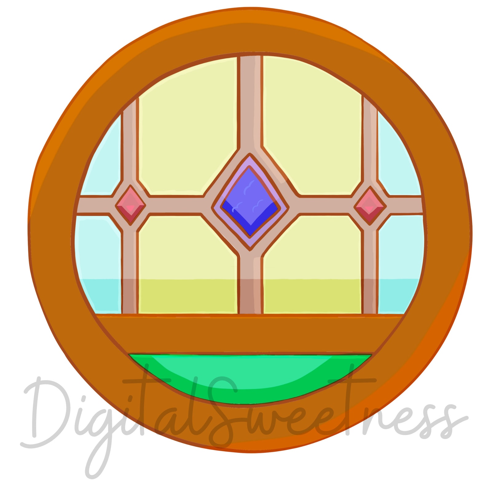Hand Drawn Stained Glass Bluey Inspired Bedroom Art | Cartoon Stained ...