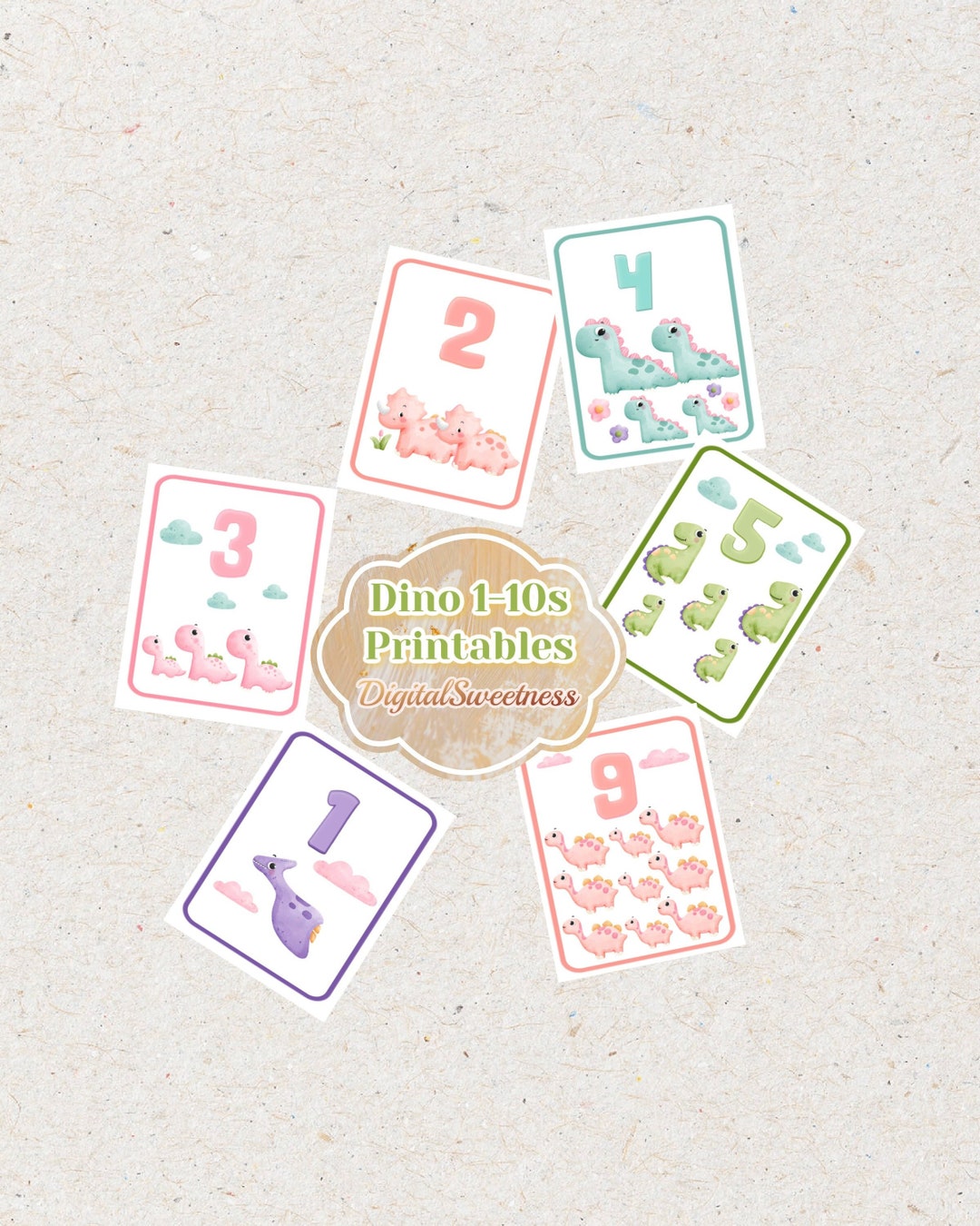 Dino Counting Flash Cards 1-10: Preschool Learning (digital Download ...