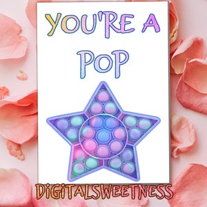 Pop It Fidget Valentine's Day Cards Printable 5x7 Digital Files Blank ...
