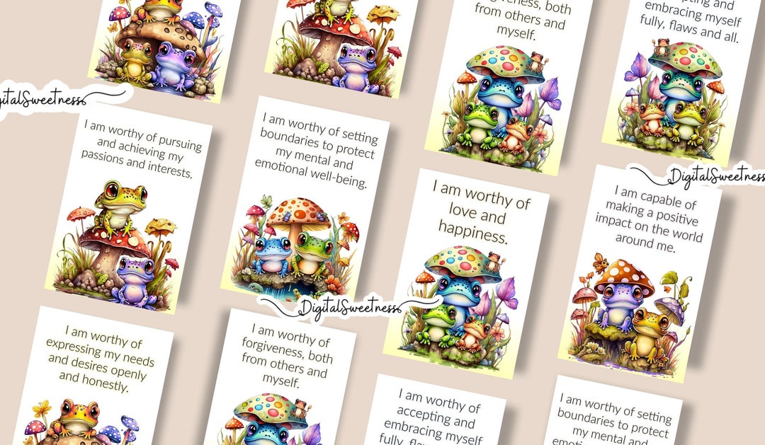 Frog Self Worth Affirmation Cards 8 4x6 Mindfulness Cards Self Love ...