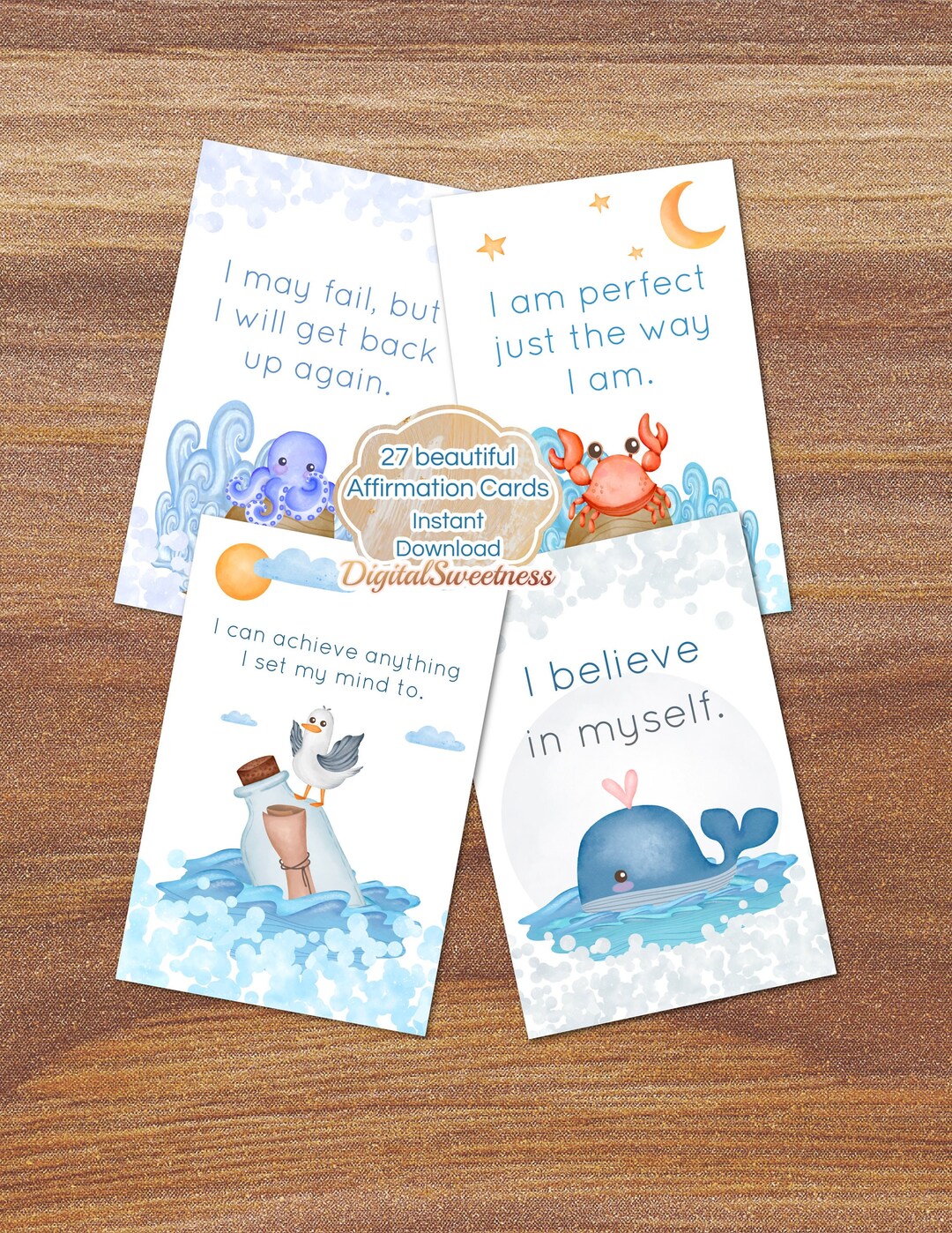 Nautical Sea Positive Affirmation Cards - 4x6 Cards - Printable PDF ...