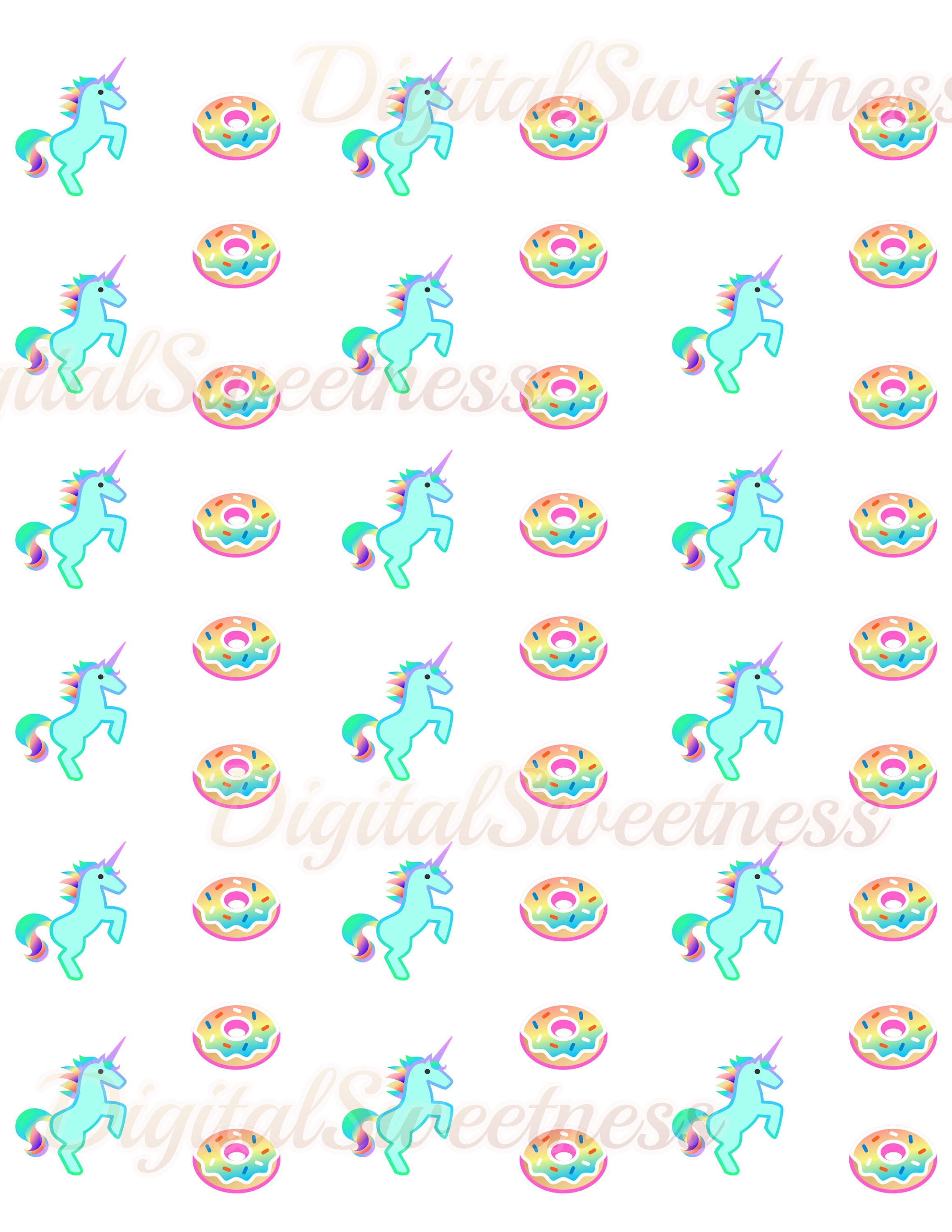 Unicorns and Doughnuts Printable Reward Chart With Sticker Sheet Files ...