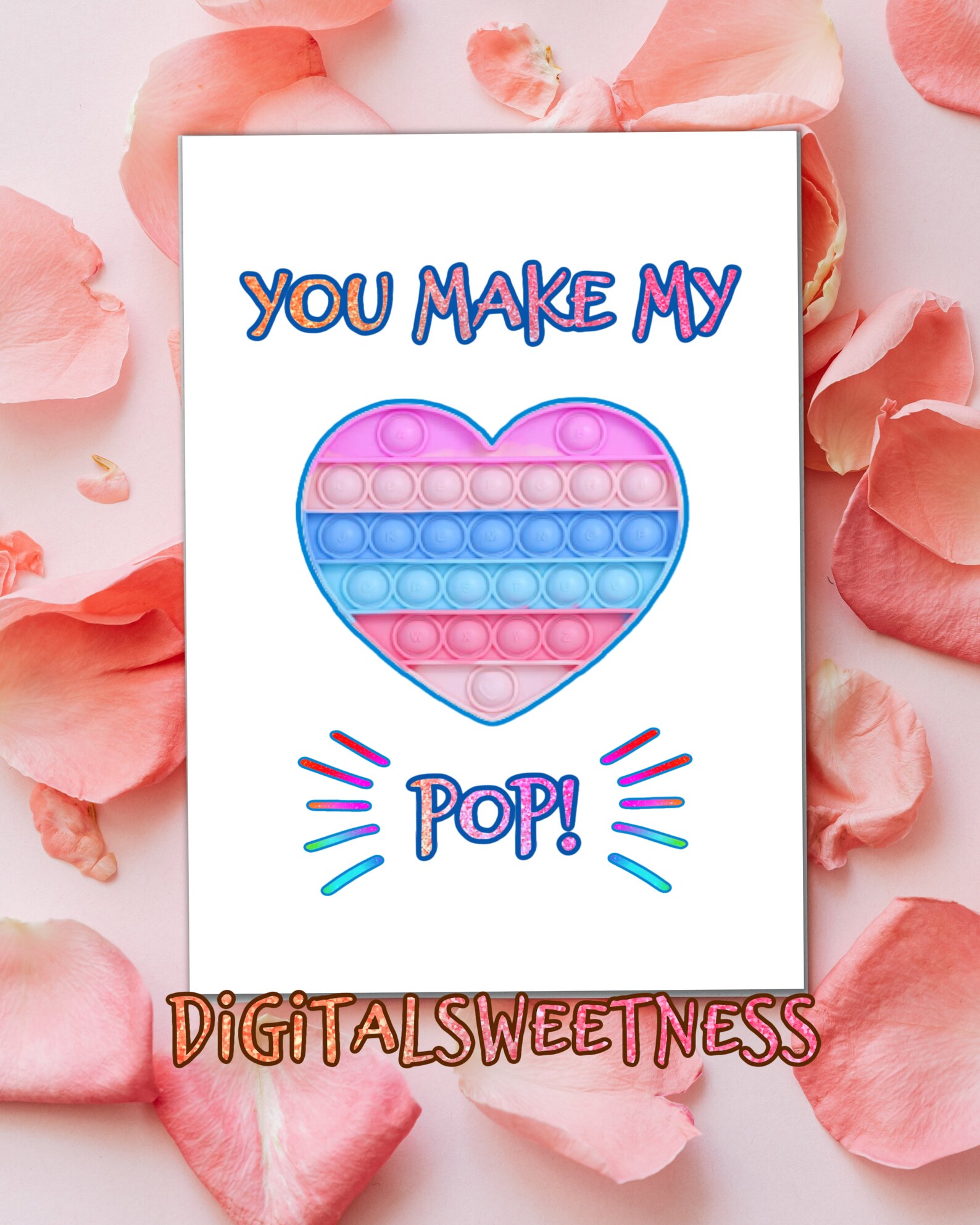 Pop It Fidget Valentine's Day Cards Printable 5x7 Digital Files Blank ...