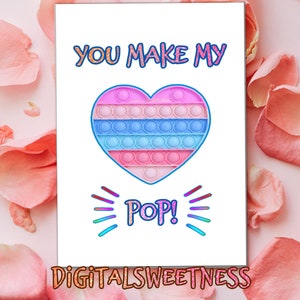Pop It Fidget Valentine's Day Cards Printable 5x7 Digital Files Blank ...