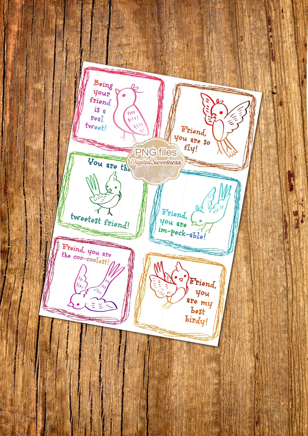 Bird Pun Valentines Bright Colors Printable Punny Valentines for Kids ...