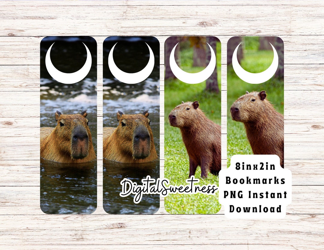 Capybara Bookmarks | Print and Cut Template | 2 Bookmark Designs | PNG ...