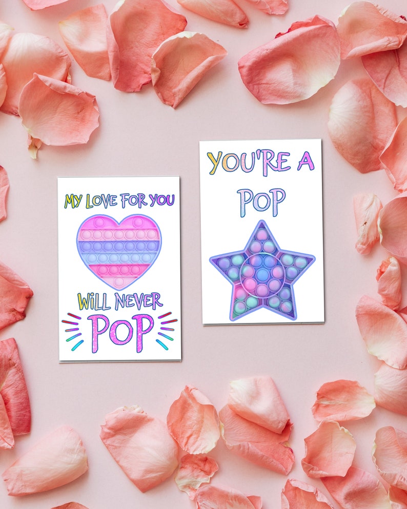 Pop It Fidget Valentine's Day Cards Printable 5x7 Digital Files Blank ...