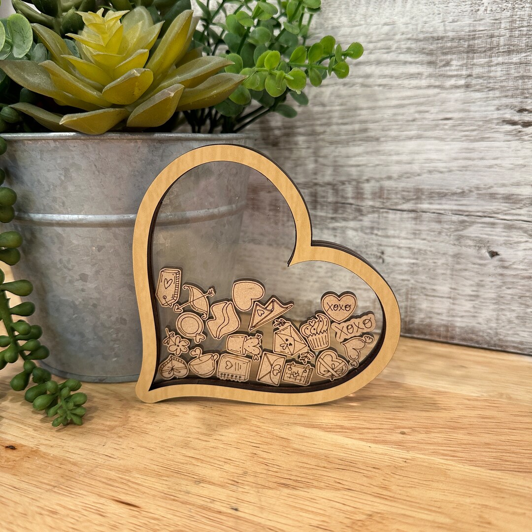 Shaker Valentine's Heart, Plus 22 Laser Ready Characters Included! SVG ...