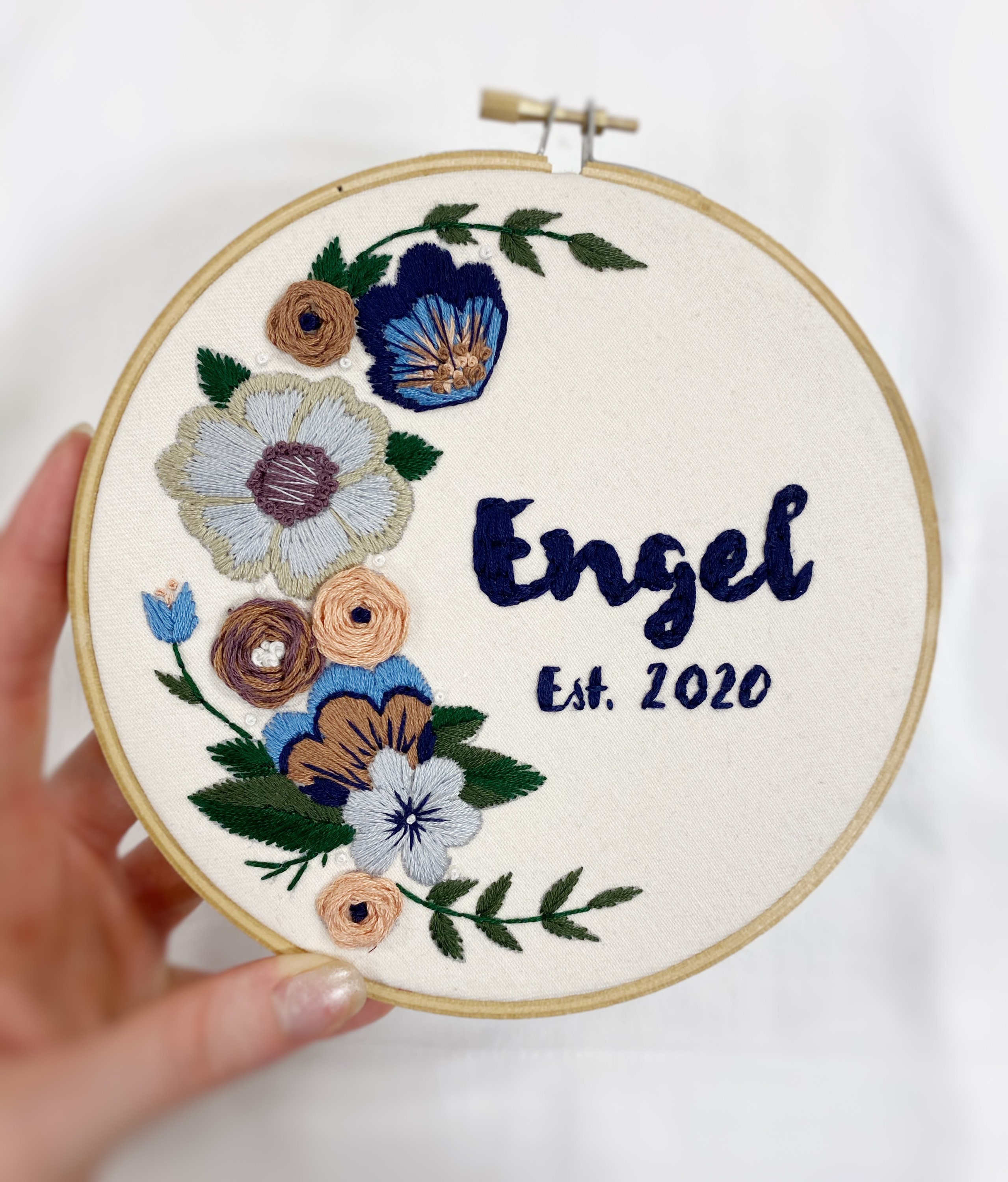 Customized Last Name Embroidery Hoop DIY Kit / Harvest Florals | Etsy