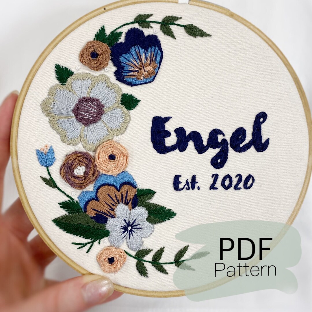 PDF Custom Last Name Embroidery Pattern /harvest Florals Personalized ...