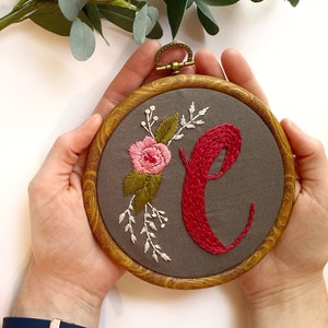 Custom Initial DIY Embroidery Kit / Letter Initial Embroidery Hoop ...