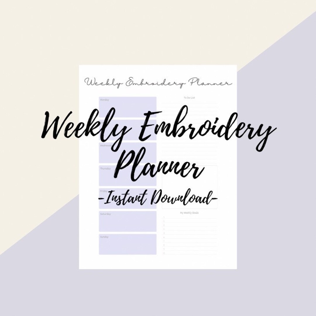 Weekly Embroidery Project Planner, Digital Download PDF Planner, Craft ...