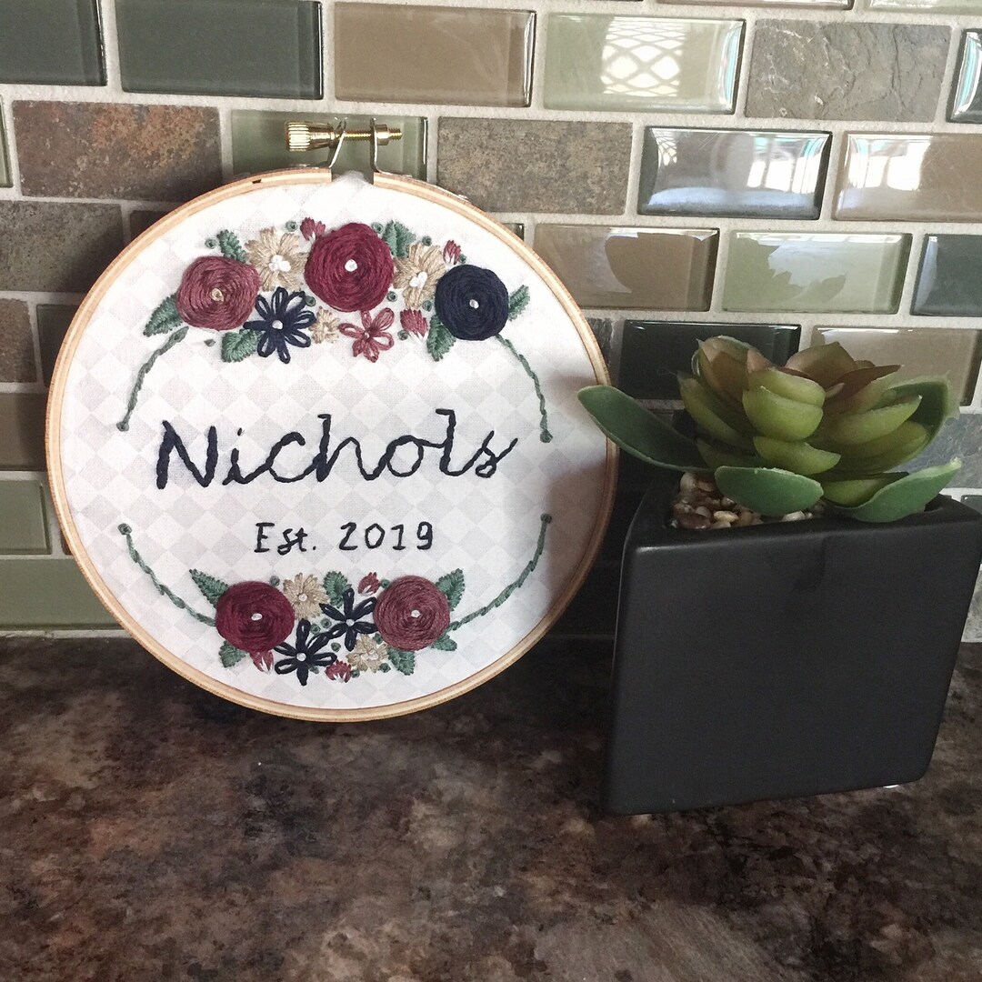 Custom Last Name Embroidery Kit / Wedding Gift DIY Embroidery Kit ...