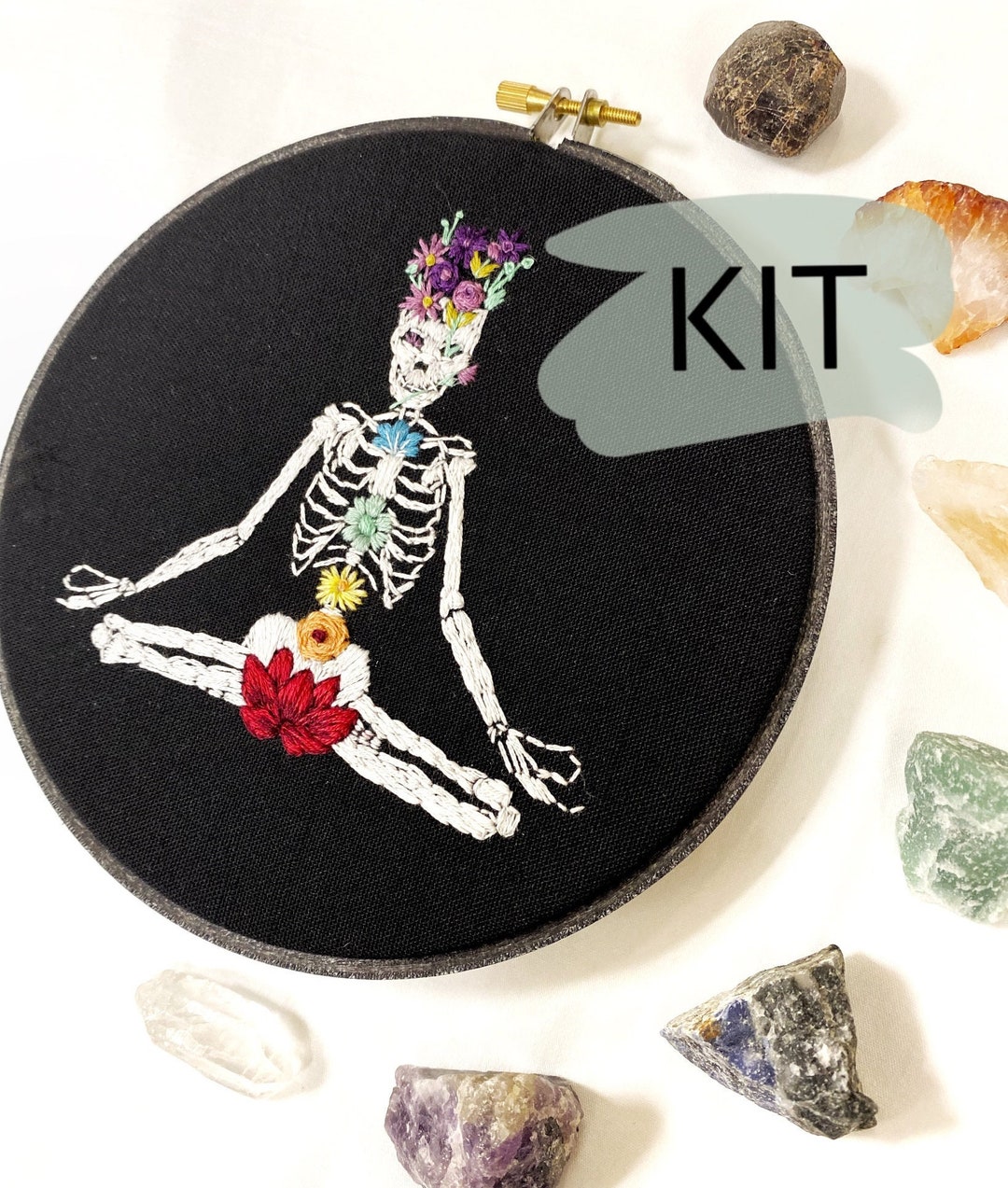 Hand Embroidery Kit: Chakra Skeleton, Modern DIY Art - Etsy