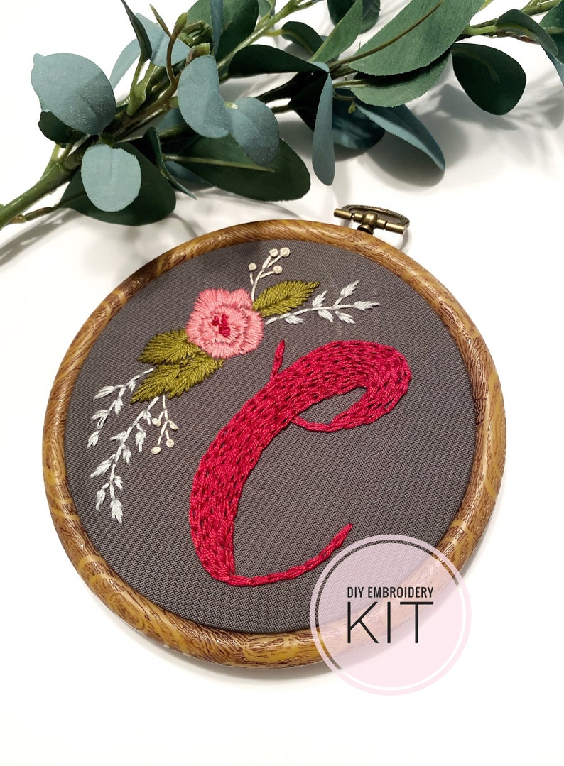 Custom Initial DIY Embroidery Kit / Letter Initial Embroidery - Etsy