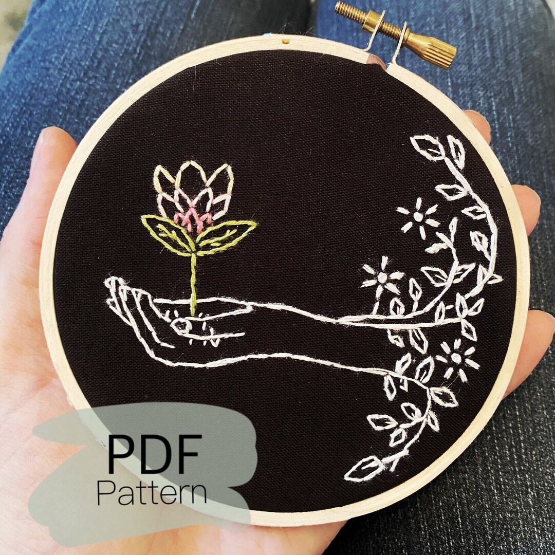 Floral Healing Hands Embroidery Pattern: DIY Hoop Art (PDF Download) - Etsy