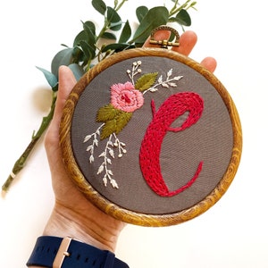 Custom Initial DIY Embroidery Kit / Letter Initial Embroidery Hoop ...