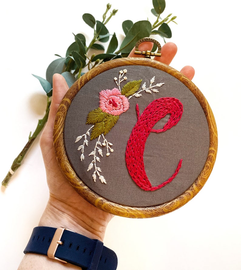 Custom Initial DIY Embroidery Kit / Letter Initial Embroidery - Etsy