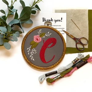 Custom Initial DIY Embroidery Kit / Letter Initial Embroidery Hoop ...