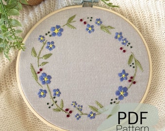 Floral Wreath Embroidery Pattern. PDF Digital Download. - Etsy