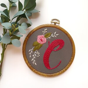 Custom Initial DIY Embroidery Kit / Letter Initial Embroidery Hoop ...