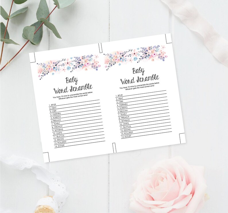 Floral Baby Shower Games Printable Celebrity Baby Name Game Baby Shower ...