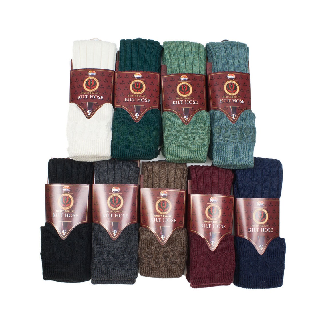 Wool Cream Kilt Hose - Wool Blend - Made in Scotland - Off-white - Ecru ...