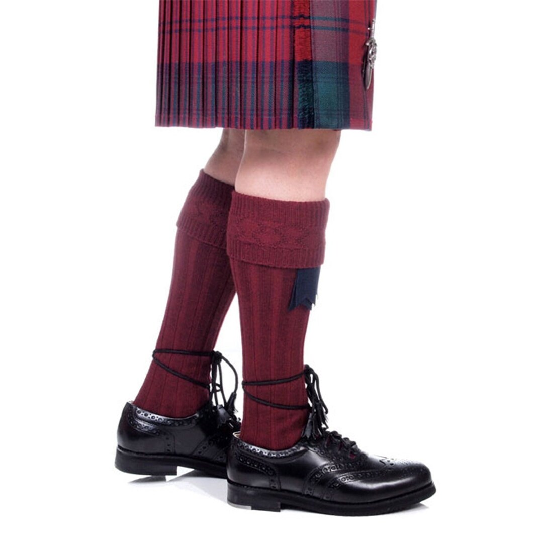 Wool Burgundy Kilt Hose - Wool Blend - Made in Scotland - Red - Maroon ...