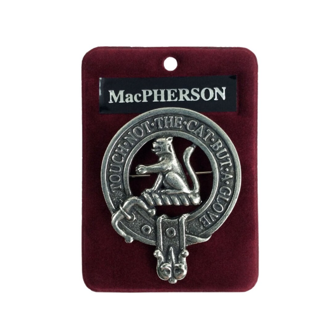 Macpherson Cap Badge - Pewter Clan Crest Badge - Gaelic Themes Cap ...