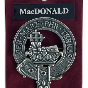 Macdonald Cap Badge - Pewter Clan Crest Badge - Gaelic Themes Cap Badge ...
