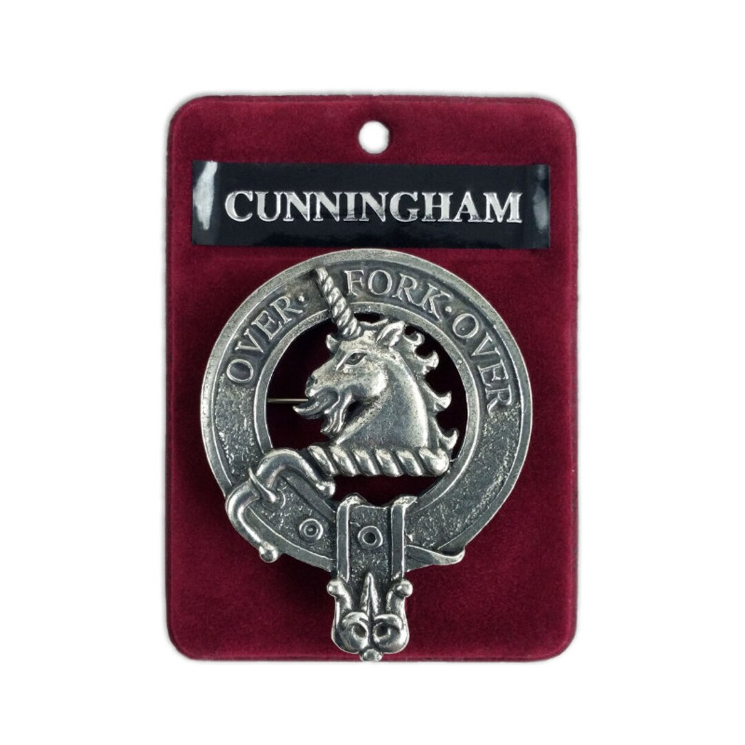 Cunningham Cap Badge - Pewter Clan Crest Badge - Gaelic Themes Cap ...
